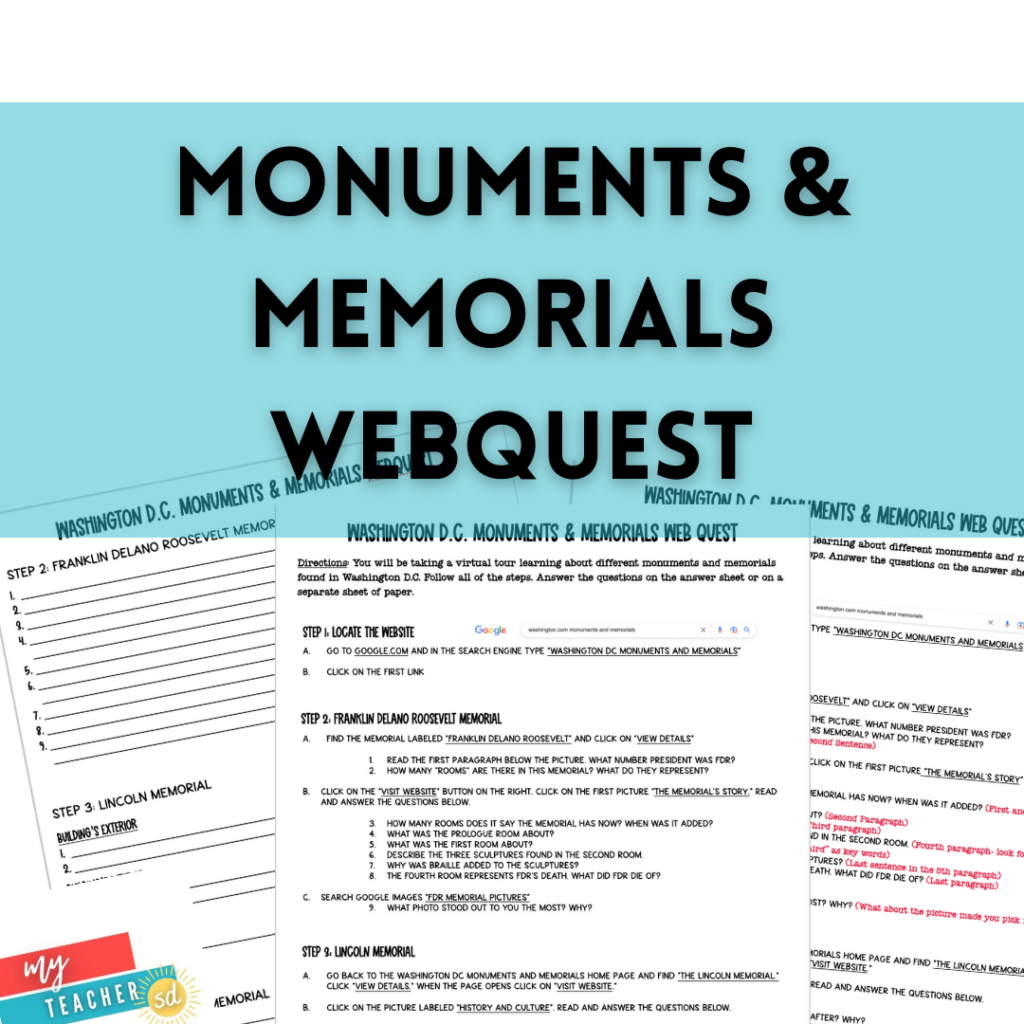 Web Quest: Monuments and Memorials | Made By Teachers