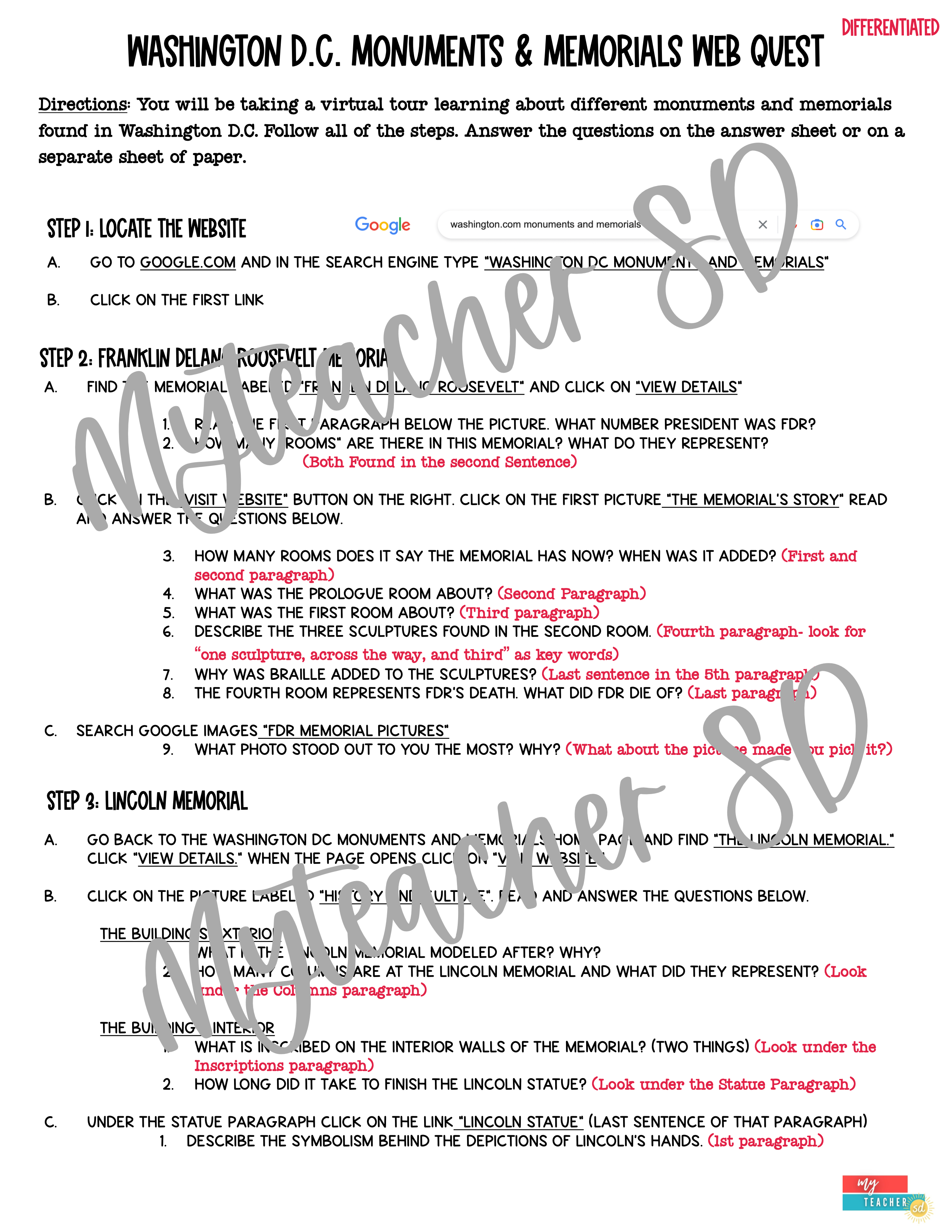 Web Quest: Monuments and Memorials | Made By Teachers