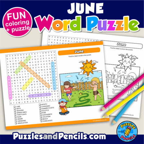 June Word Search Puzzle Activity BUNDLE | 16 Wordsearch Puzzles | Made ...