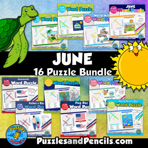 June Word Search Puzzle Activity BUNDLE | 16 Wordsearch Puzzles | Made ...