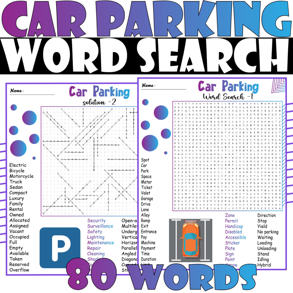 Car Parking Word Search Puzzle , Car Parking Word Search Challenge ...