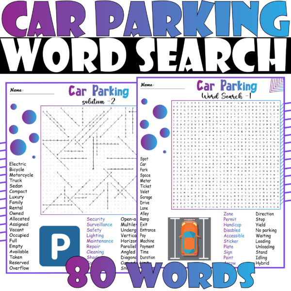 Car Parking Word Search Puzzle , Car Parking Word Search Challenge ...