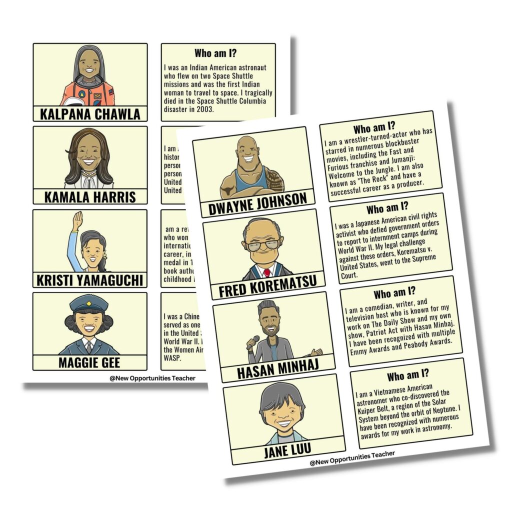 Asian American & Pacific Islander Heritage Month Who Am I Task Cards ...