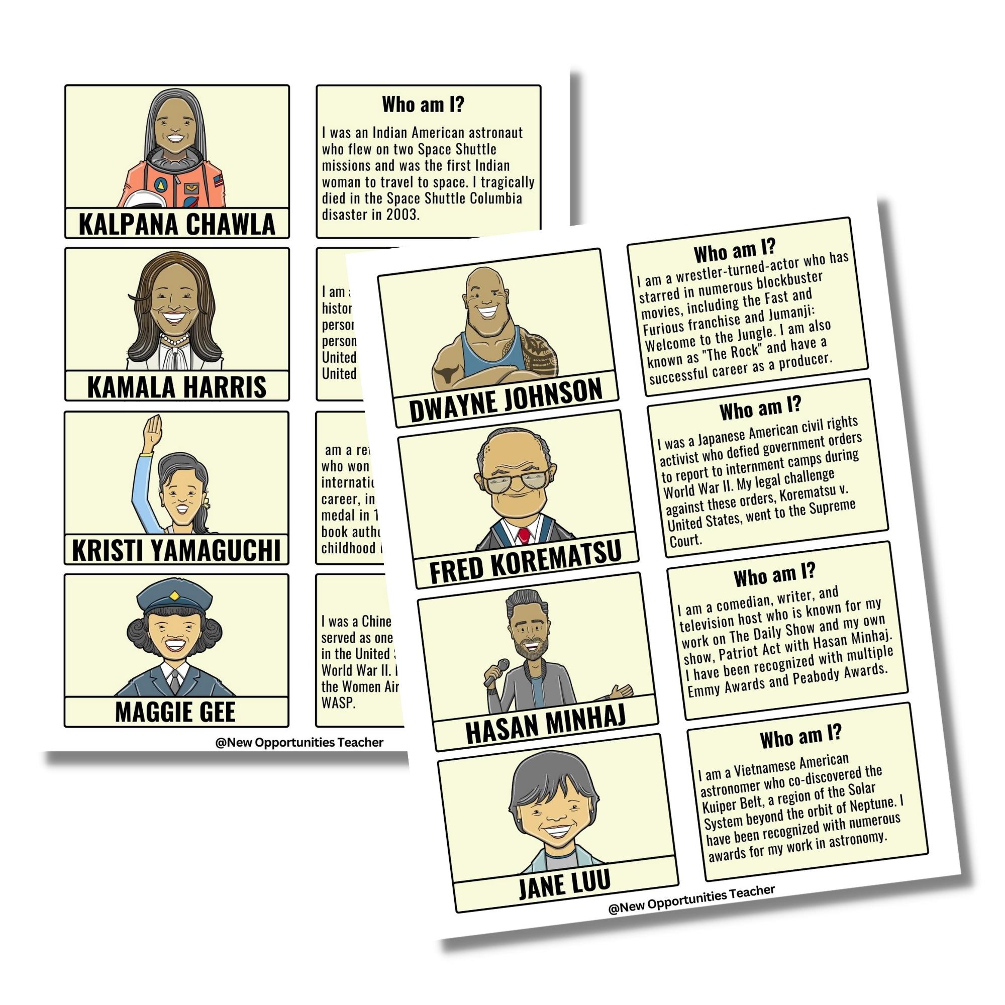 Asian American & Pacific Islander Heritage Month Who Am I Task Cards ...