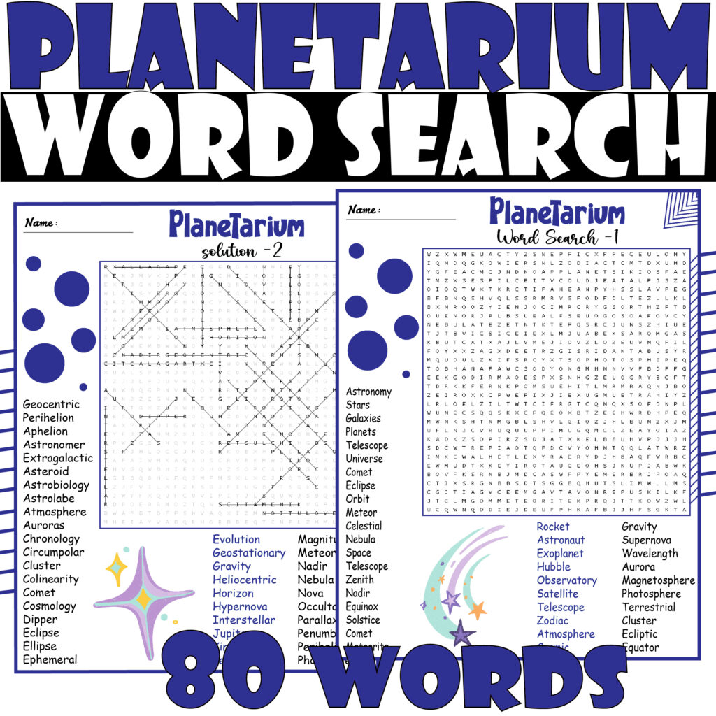 Planetarium Word Search Puzzle , Planetarium Word Search Activities ...
