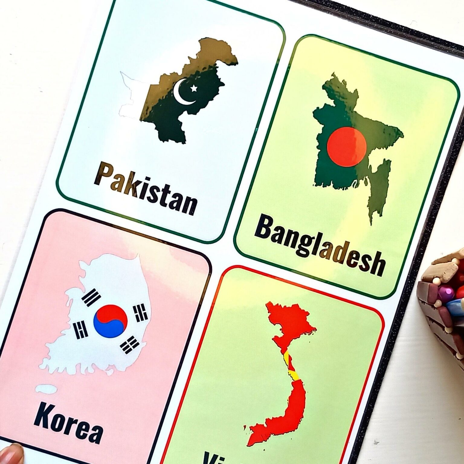 AAPI Heritage Month Asian Countries Map Flashcards - Flag Pattern ...