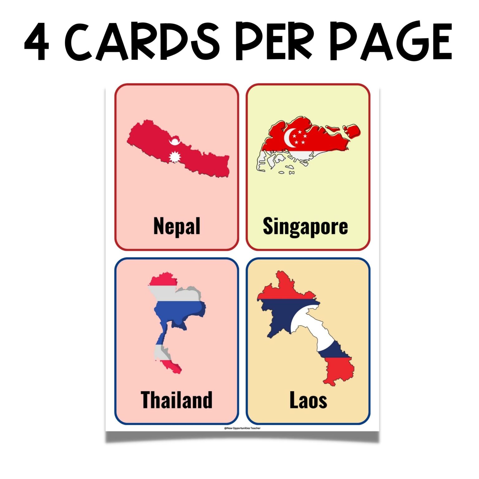 AAPI Heritage Month Asian Countries Map Flashcards - Flag Pattern ...