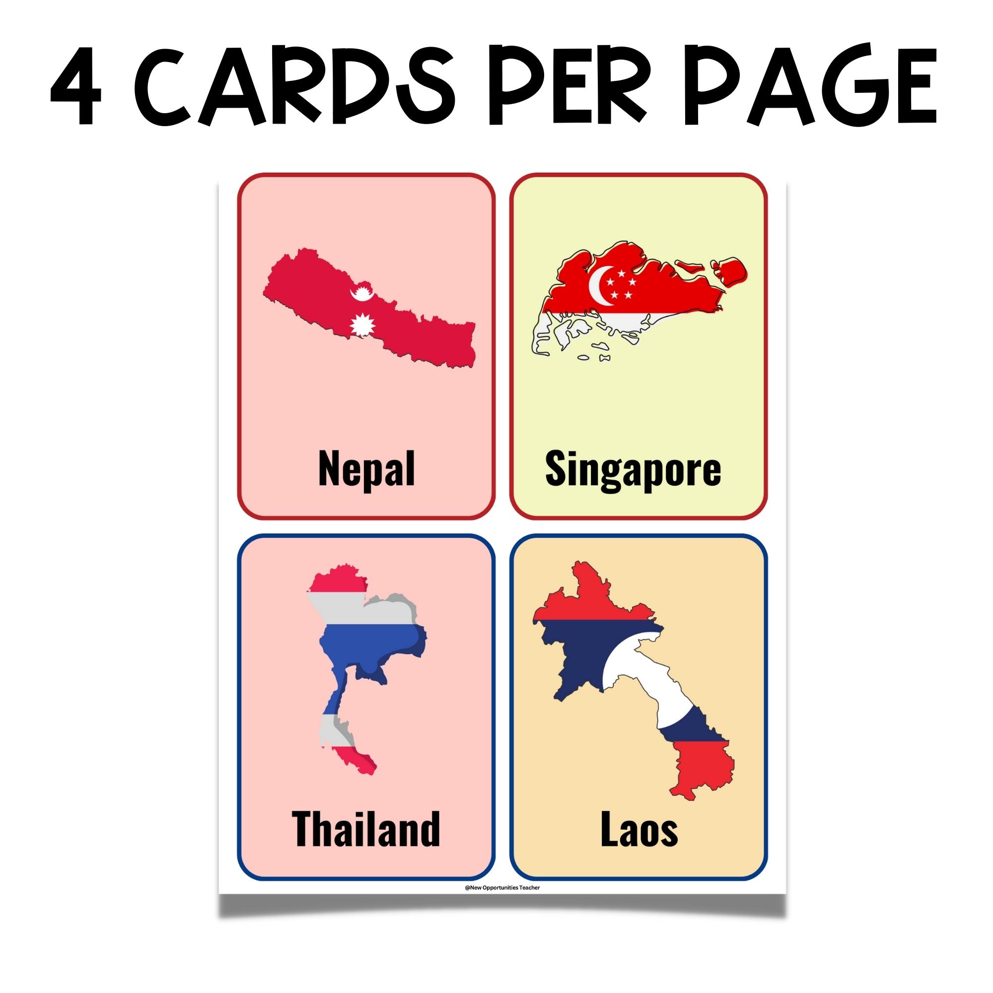 AAPI Heritage Month Asian Countries Map Flashcards - Flag Pattern ...