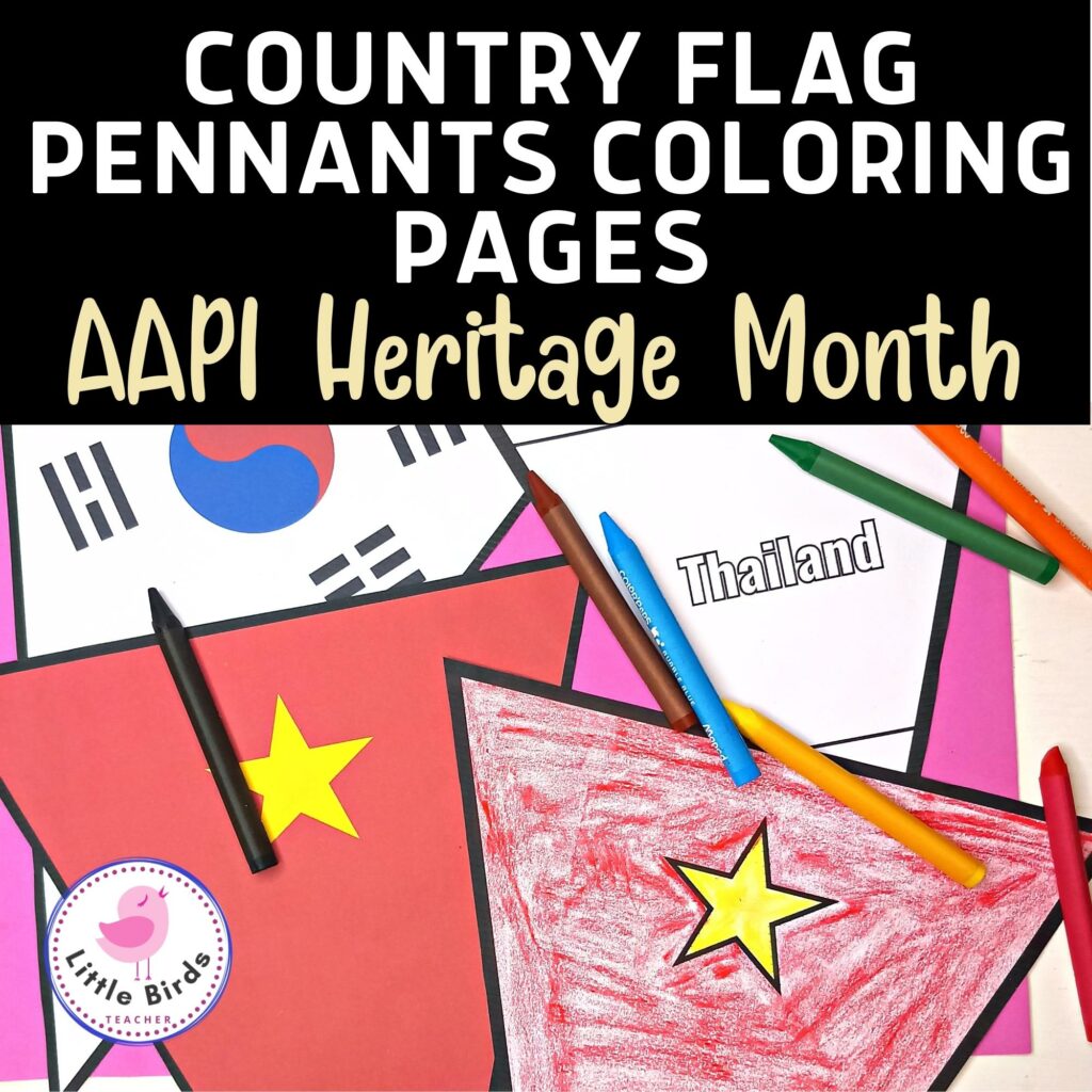 Asian Pacific American Heritage Month Countries Flag Pennants Coloring ...