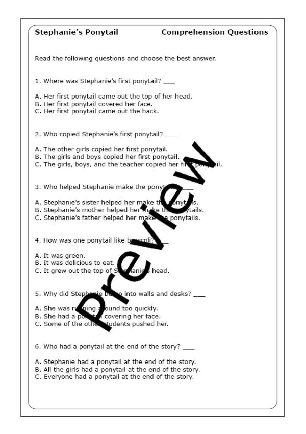 Robert Munsch "Stephanie's Ponytail" worksheets | Made By Teachers