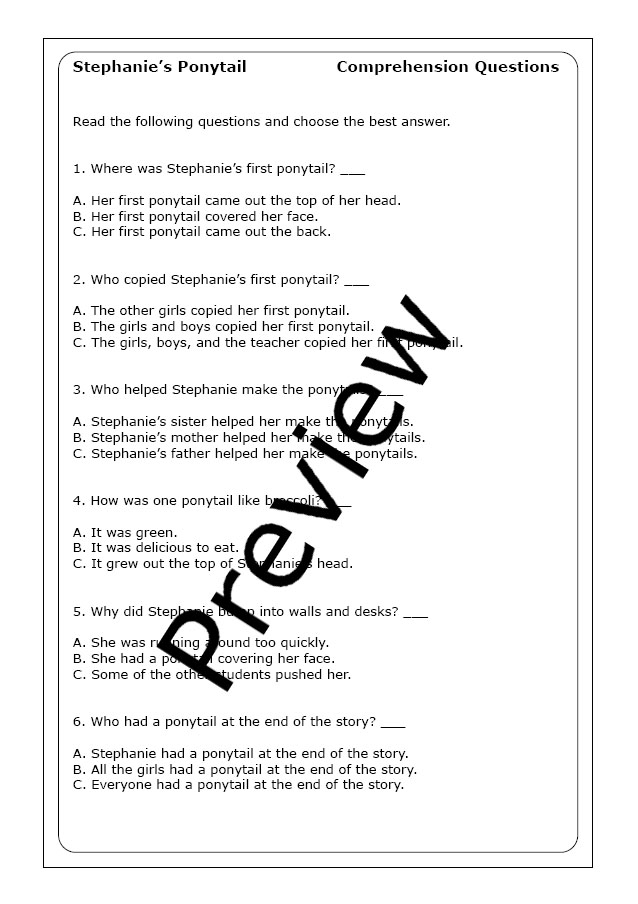 Robert Munsch "Stephanie's Ponytail" worksheets | Made By Teachers