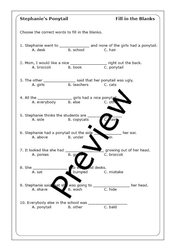 Robert Munsch "Stephanie's Ponytail" worksheets | Made By Teachers