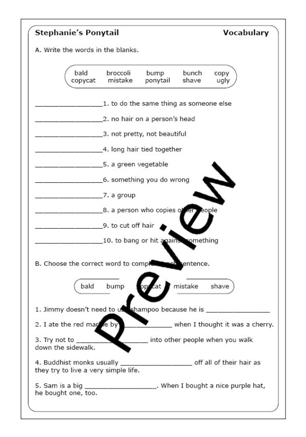 Robert Munsch "Stephanie's Ponytail" worksheets | Made By Teachers