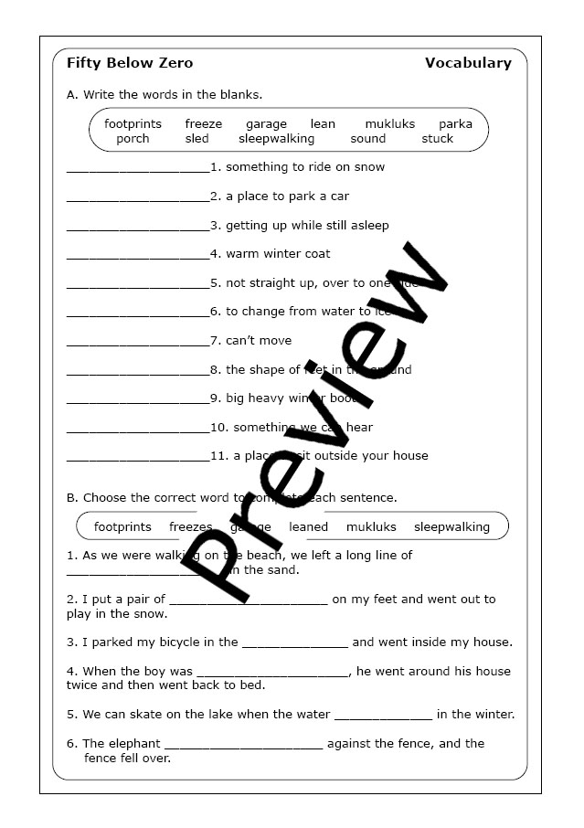 Robert Munsch "Fifty Below Zero" worksheets | Made By Teachers
