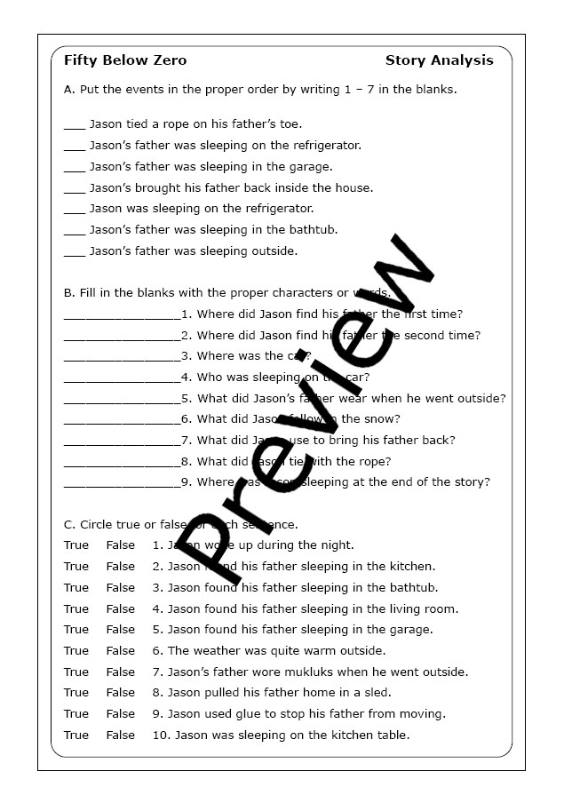 Robert Munsch "Fifty Below Zero" worksheets | Made By Teachers
