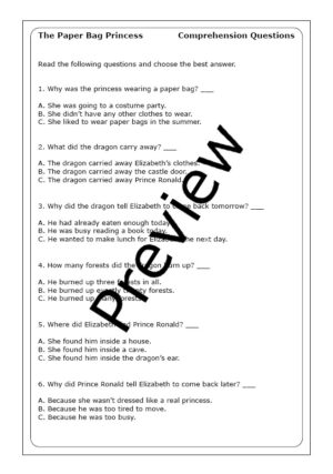 Robert Munsch "The Paper Bag Princess" worksheets | Made By Teachers