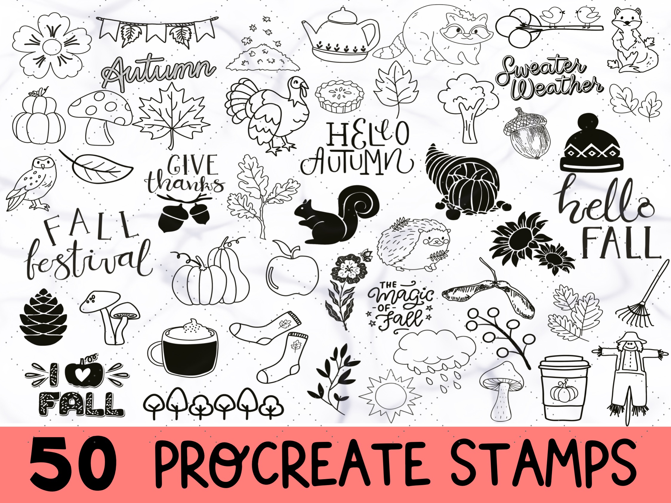 Fall Autumn Procreate Brush Stamp Procreate Doodles Procreate Brushes ...