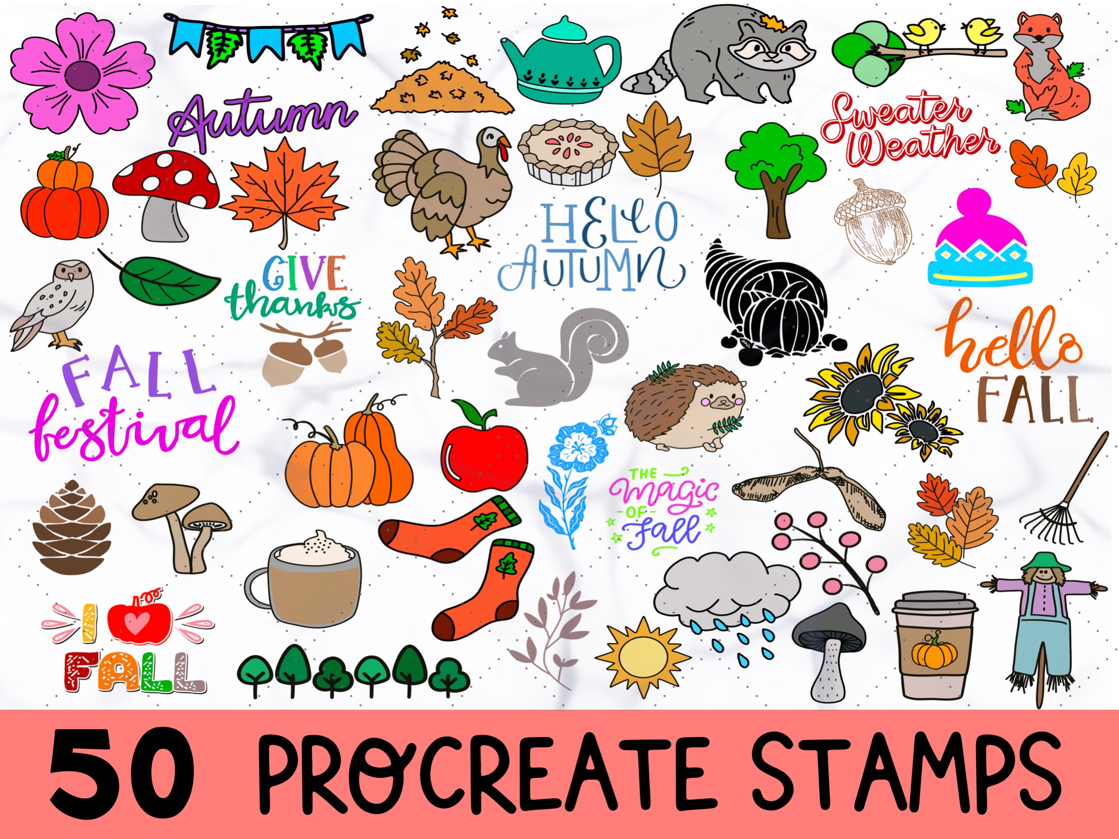 Fall Autumn Procreate Brush Stamp Procreate Doodles Procreate Brushes ...