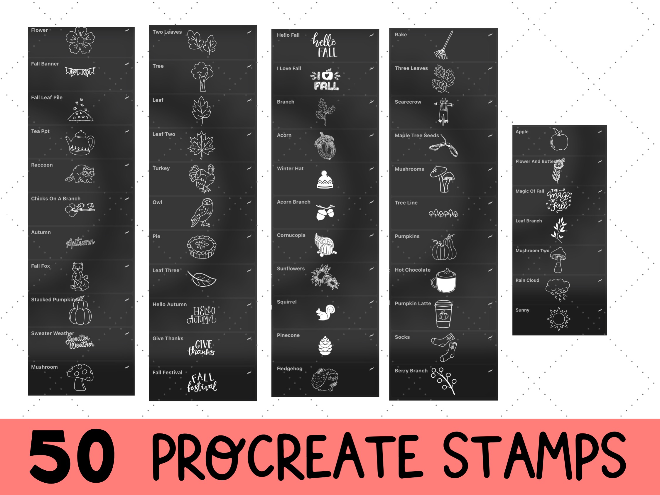 Fall Autumn Procreate Brush Stamp Procreate Doodles Procreate Brushes ...