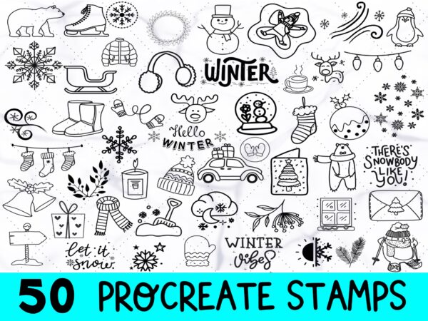 Winter Procreate Brush Stamp Procreate Doodles Procreate Brushes | Made ...