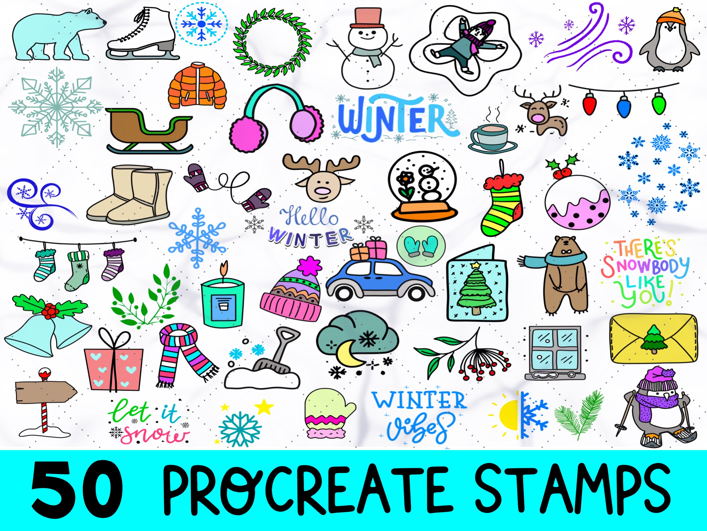 Winter Procreate Brush Stamp Procreate Doodles Procreate Brushes | Made ...