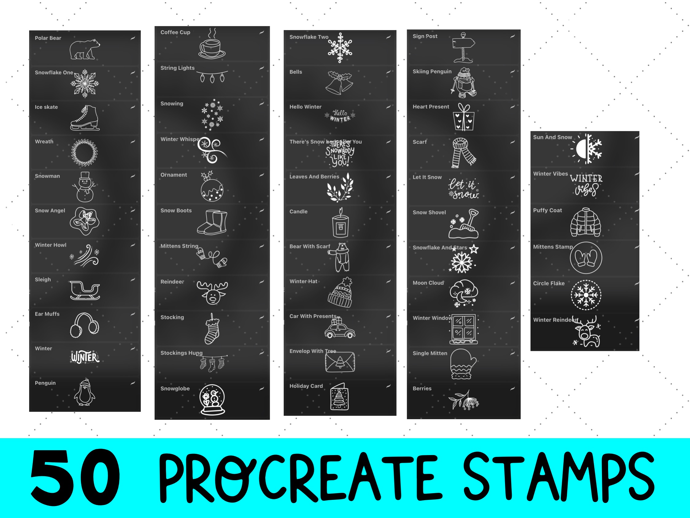 Winter Procreate Brush Stamp Procreate Doodles Procreate Brushes | Made ...