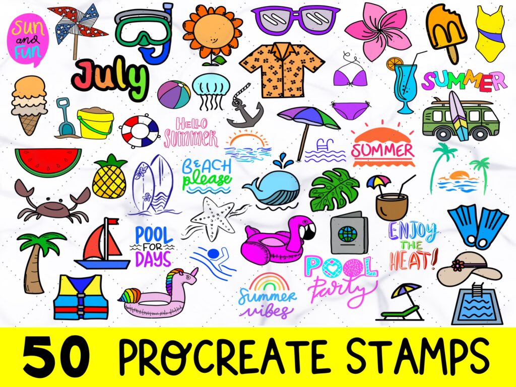 Summer Procreate Brush Stamp Procreate Doodles Procreate Brushes | Made ...