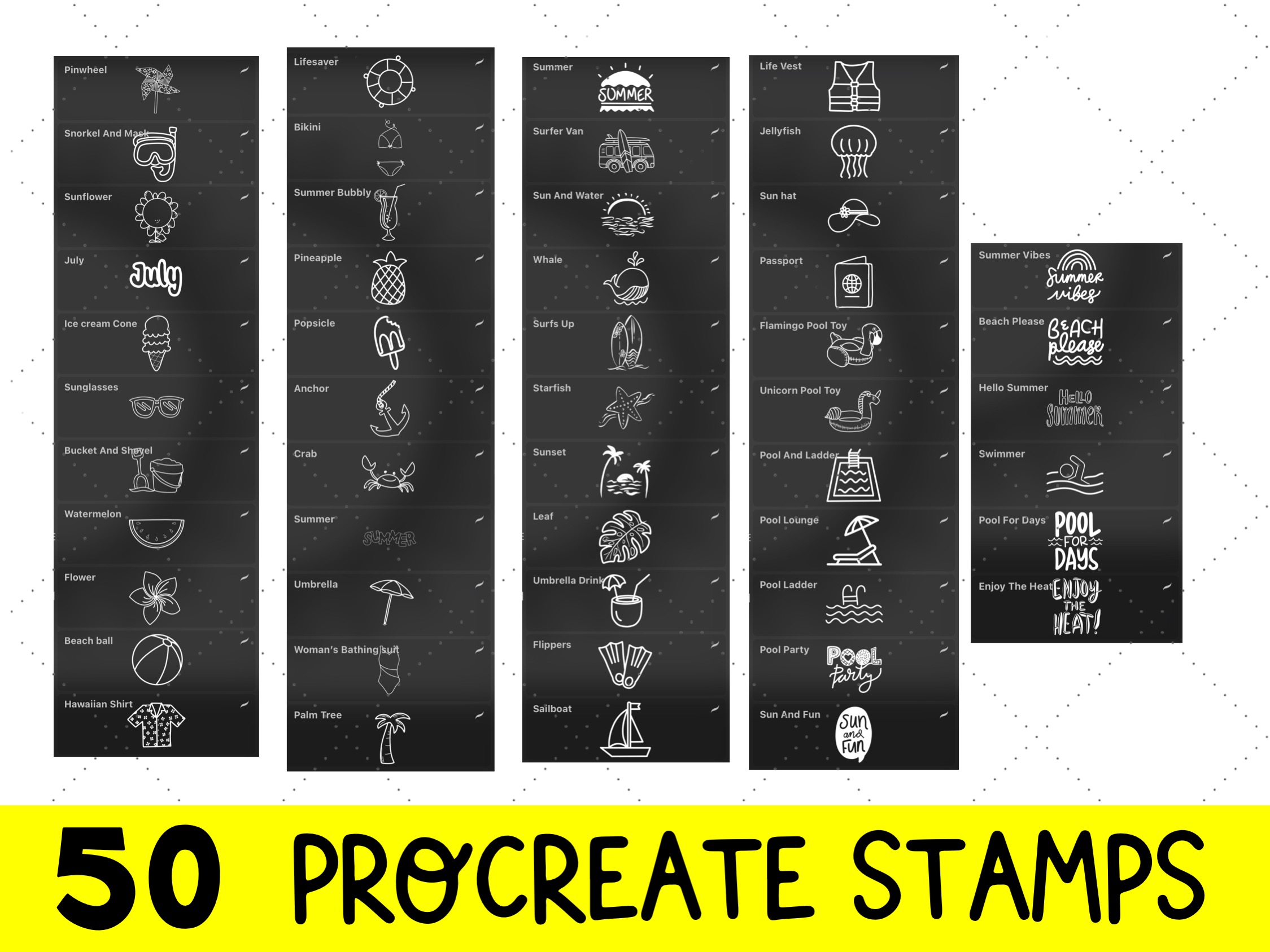 Summer Procreate Brush Stamp Procreate Doodles Procreate Brushes | Made ...