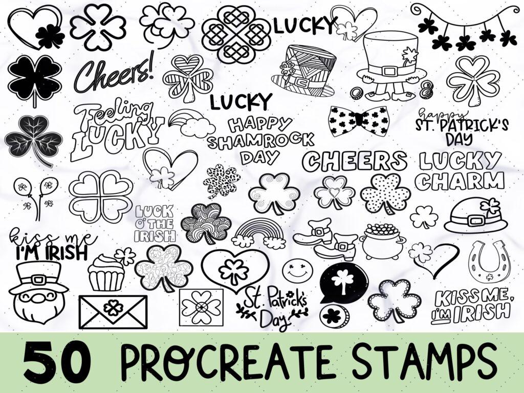 St Patricks Day Procreate Brush Stamp Procreate St Patricks Day Doodles ...