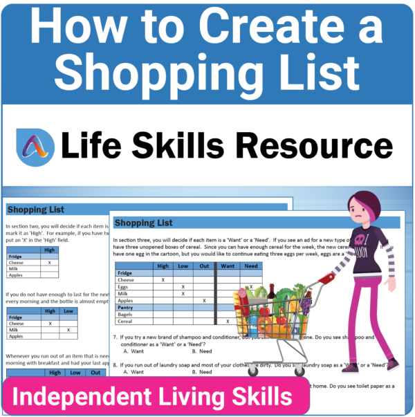 How to Create a Shopping List No-Prep SPED Independent Living Skills ...