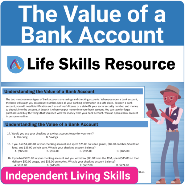 The Value of a Bank Account SPED No-Prep Independent Living Skills ...
