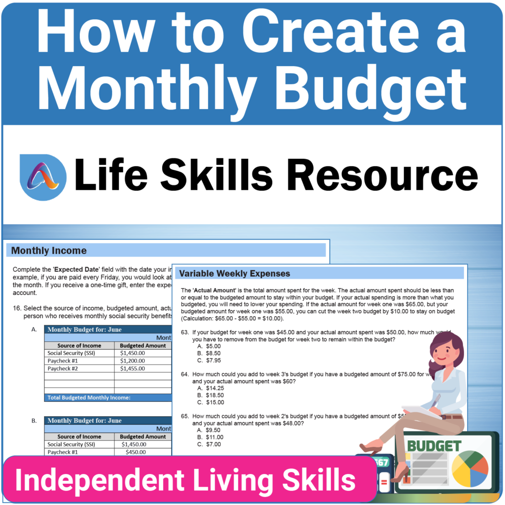 How to Create a Monthly Budget No-Prep SPED Independent Living Skills ...