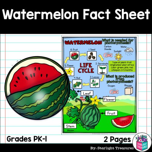 Watermelon Fact Sheet for Early Readers - Plant Study | Made By Teachers