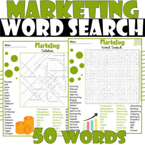 Marketing Word Search Puzzle , Marketing Word Search Activities | Made ...
