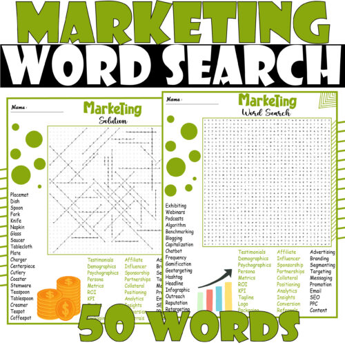 Marketing Word Search Puzzle , Marketing Word Search Activities | Made ...