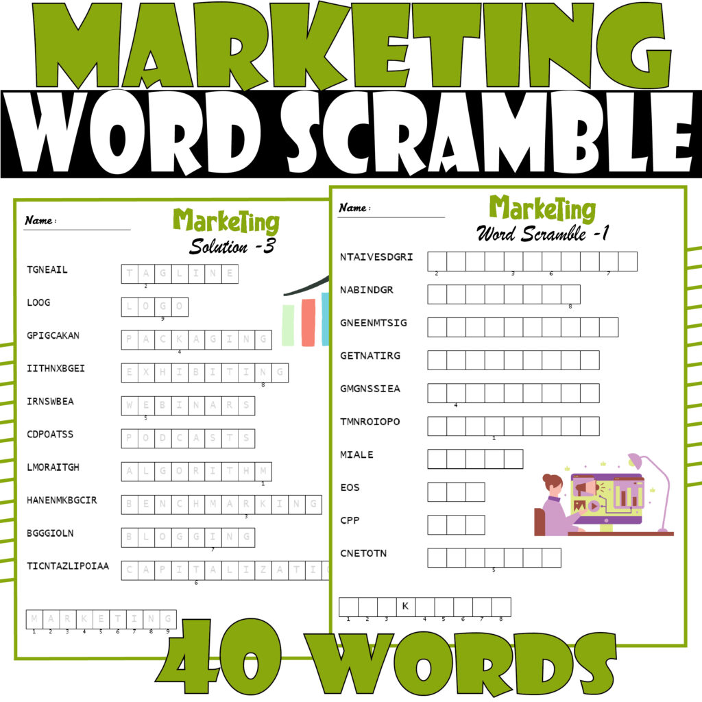 Marketing Word Scramble puzzle , Marketing Word Scramble Activities ...