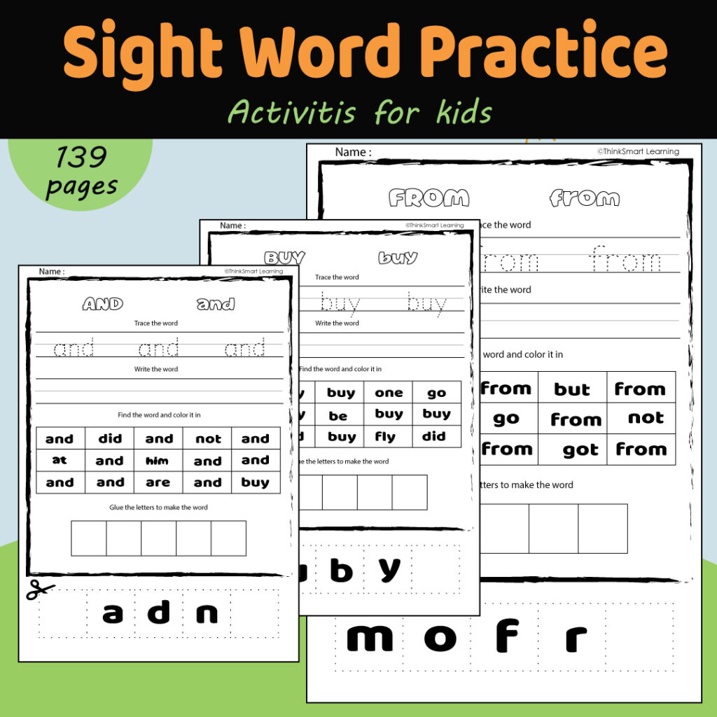 Kindergarten Sight Word Practice Activities - High Frequency Words ...