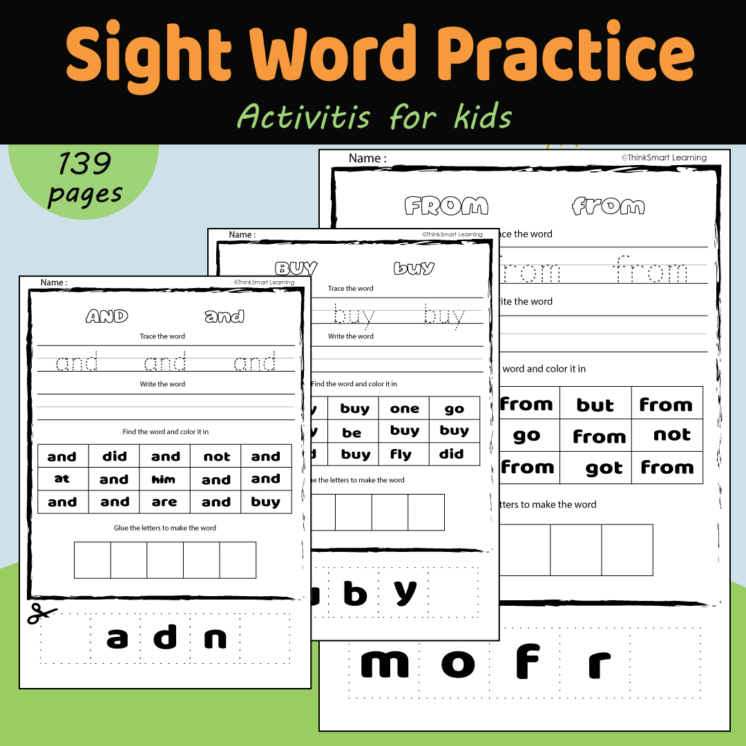 Kindergarten Sight Word Practice Activities - High Frequency Words ...