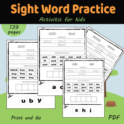 Kindergarten Sight Word Practice Activities - High Frequency Words ...