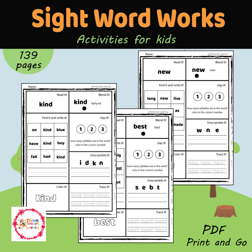 Printable Kindergarten Sight Words Worksheets Activities |High ...
