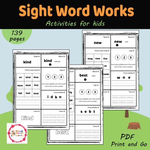 Printable Kindergarten Sight Words Worksheets Activities |High ...
