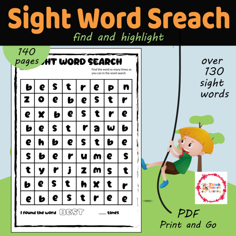 Printable Kindergarten Sight Words Search Worksheets |High Frequency ...