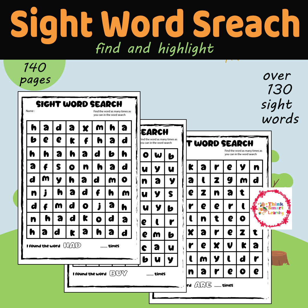 Printable Kindergarten Sight Words Search Worksheets |High Frequency ...