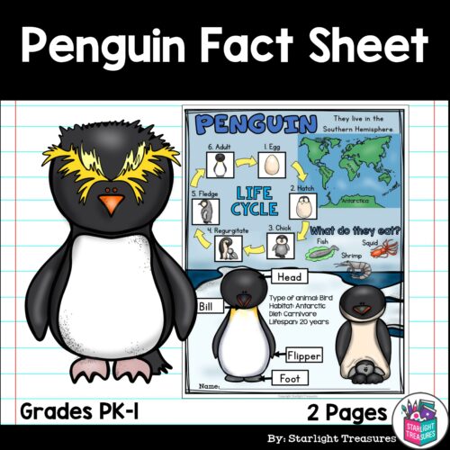 Penguin Fact Sheet For Early Readers Animal Study Made By Teachers