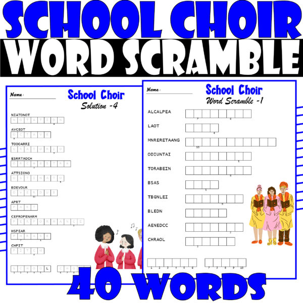School Choir word Scramble puzzle | Made By Teachers