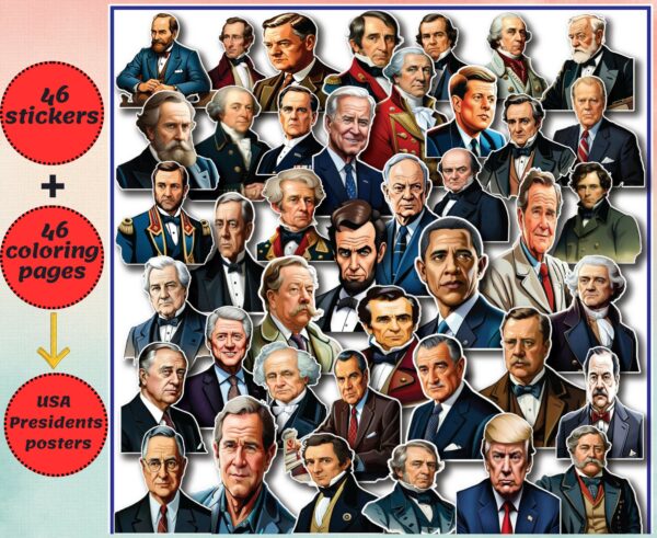 Printable United States Presidents Stickers | Coloring Pages US ...