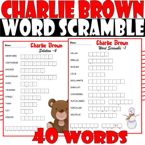 Charlie Brown Christmas Word Scramble puzzle , Charlie Brown Word ...