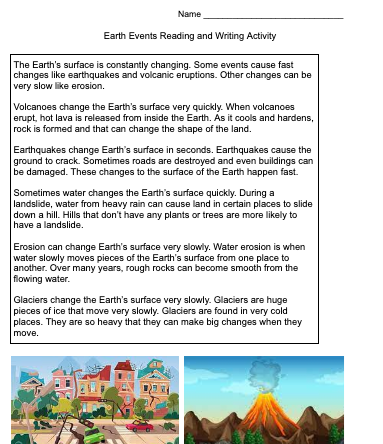 2nd Grade Science Lesson Earths Events, Erosion Prevention 2.ESS1.1, 2 ...