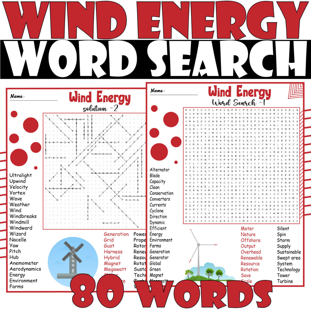 Wind Energy Word Search Puzzle , Wind Energy Word Search Activities ...