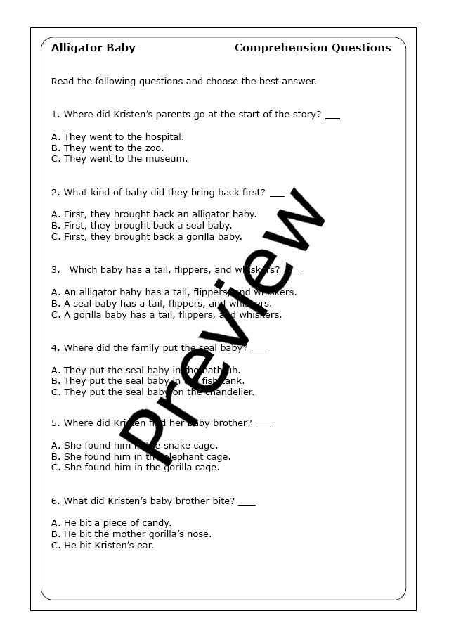 Robert Munsch "Alligator Baby" worksheets | Made By Teachers